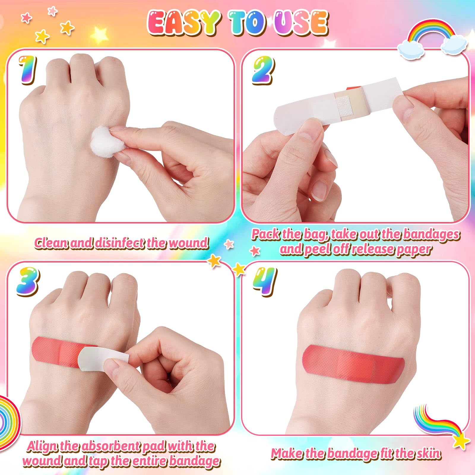Snapklik.com : 160 Pcs Kids Bandages Bulk Colorful Childrens Adhesive ...