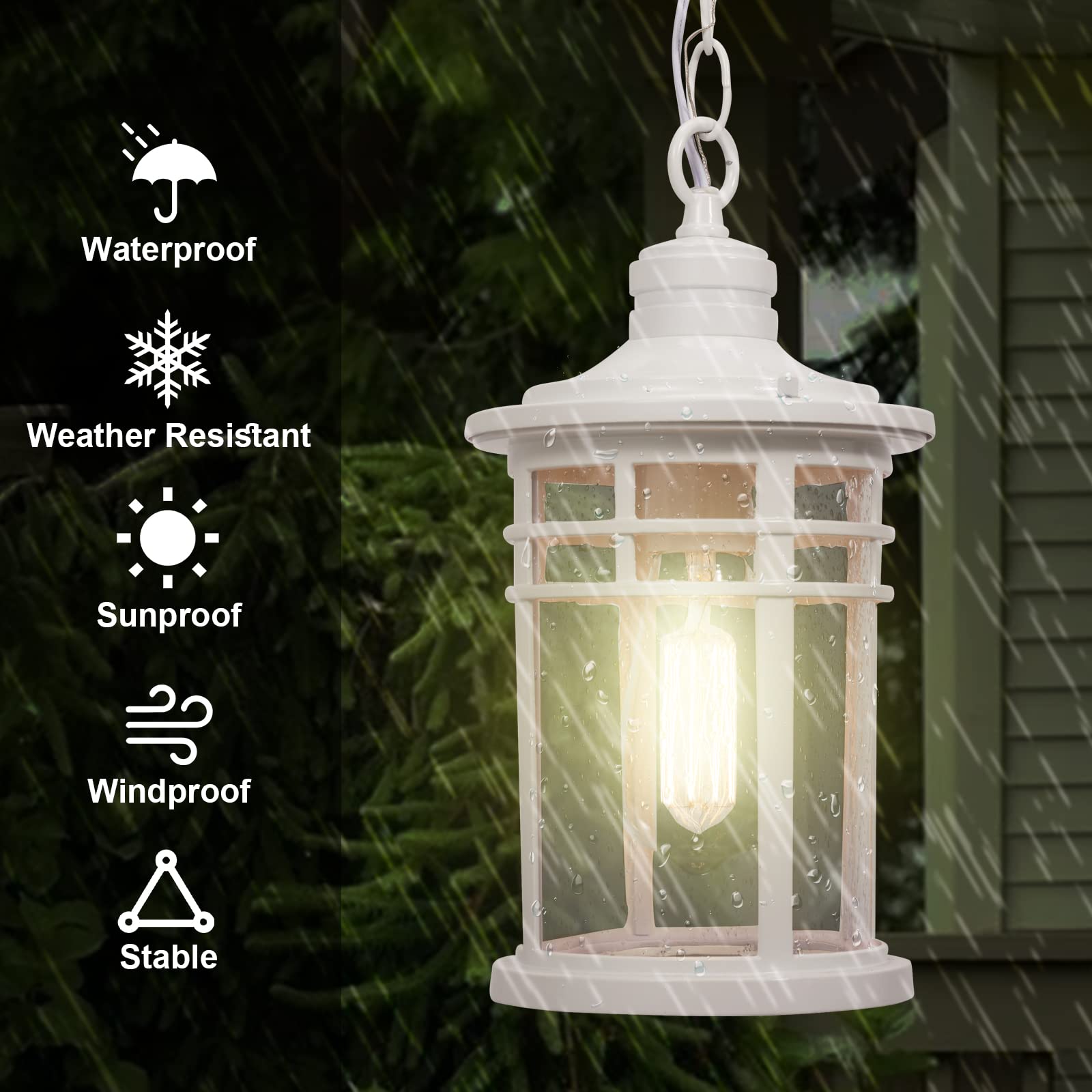 Darkaway Outdoor Pendant Lights for Porch, Outdoor Chandelier Hanging ...