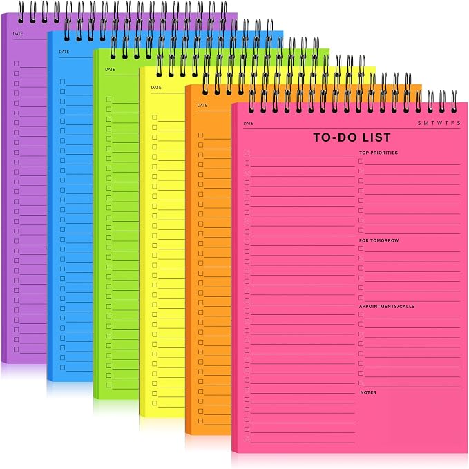Amazon.com : YooNotee 6 Pcs To Do List Notepads 50 Sheets 6.5 x 9.8 ...
