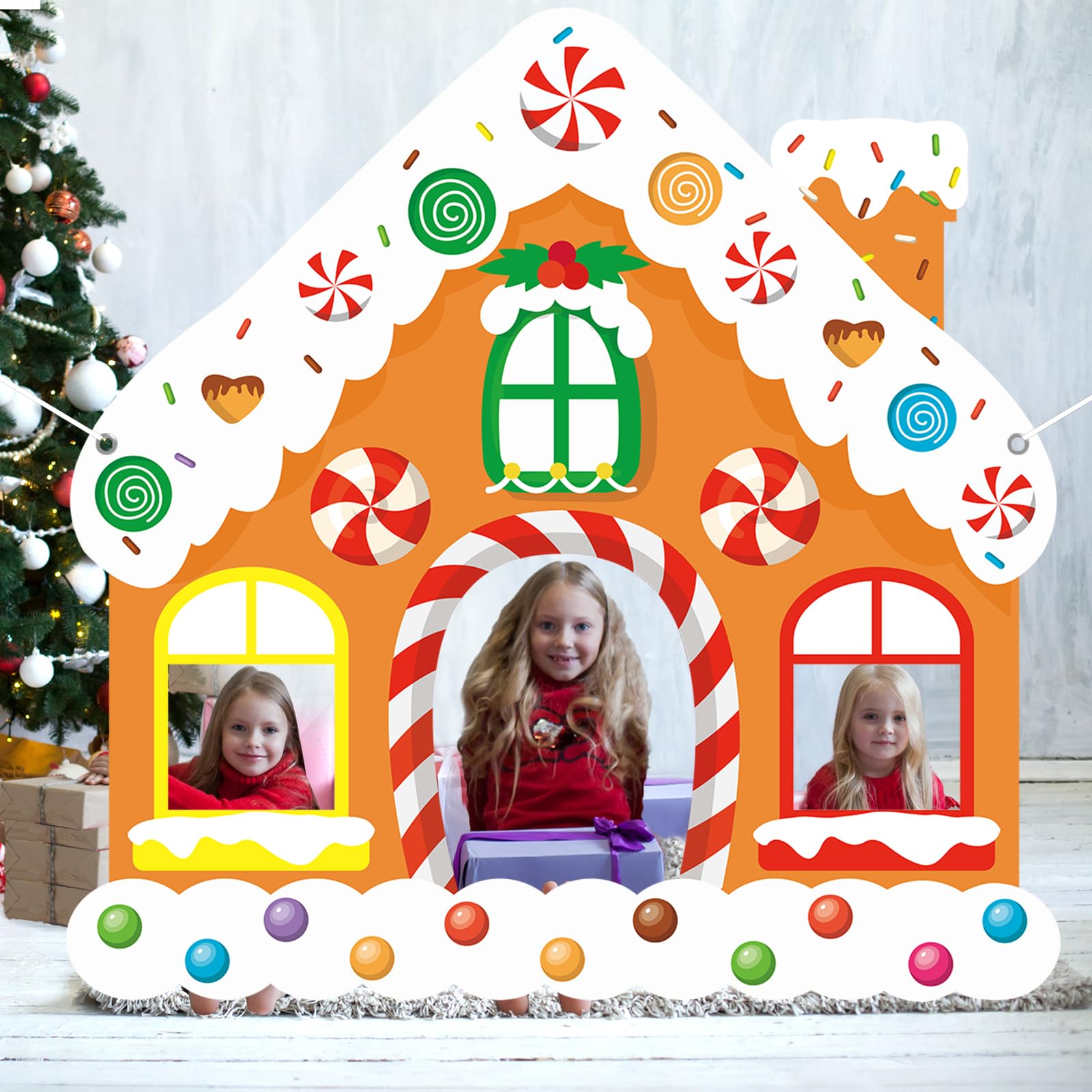 Amazon.com: Large Christmas Gingerbread House Photo Backdrop Fabric ...