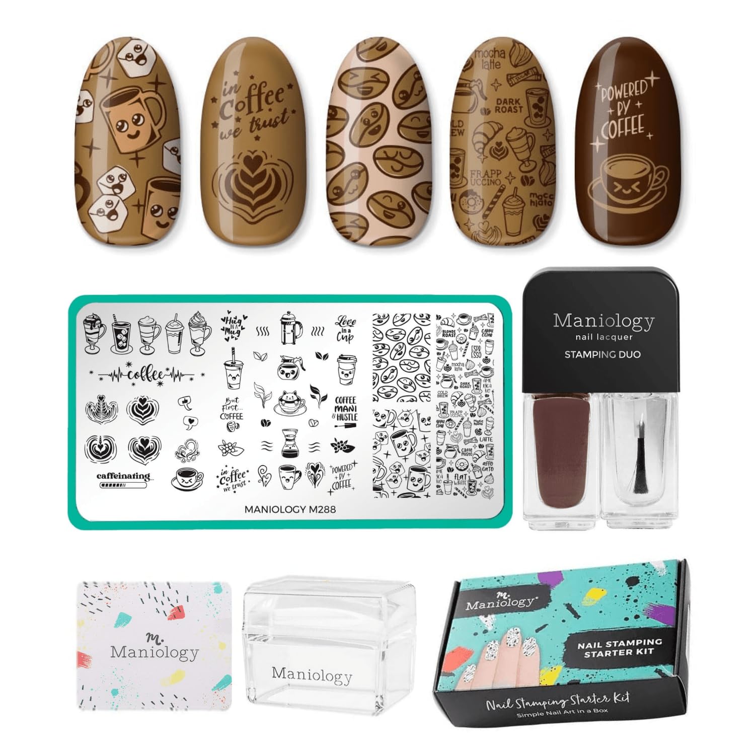Amazon.com : Maniology Coffee Lover Nail Stamping Starter Kit, Coffee ...