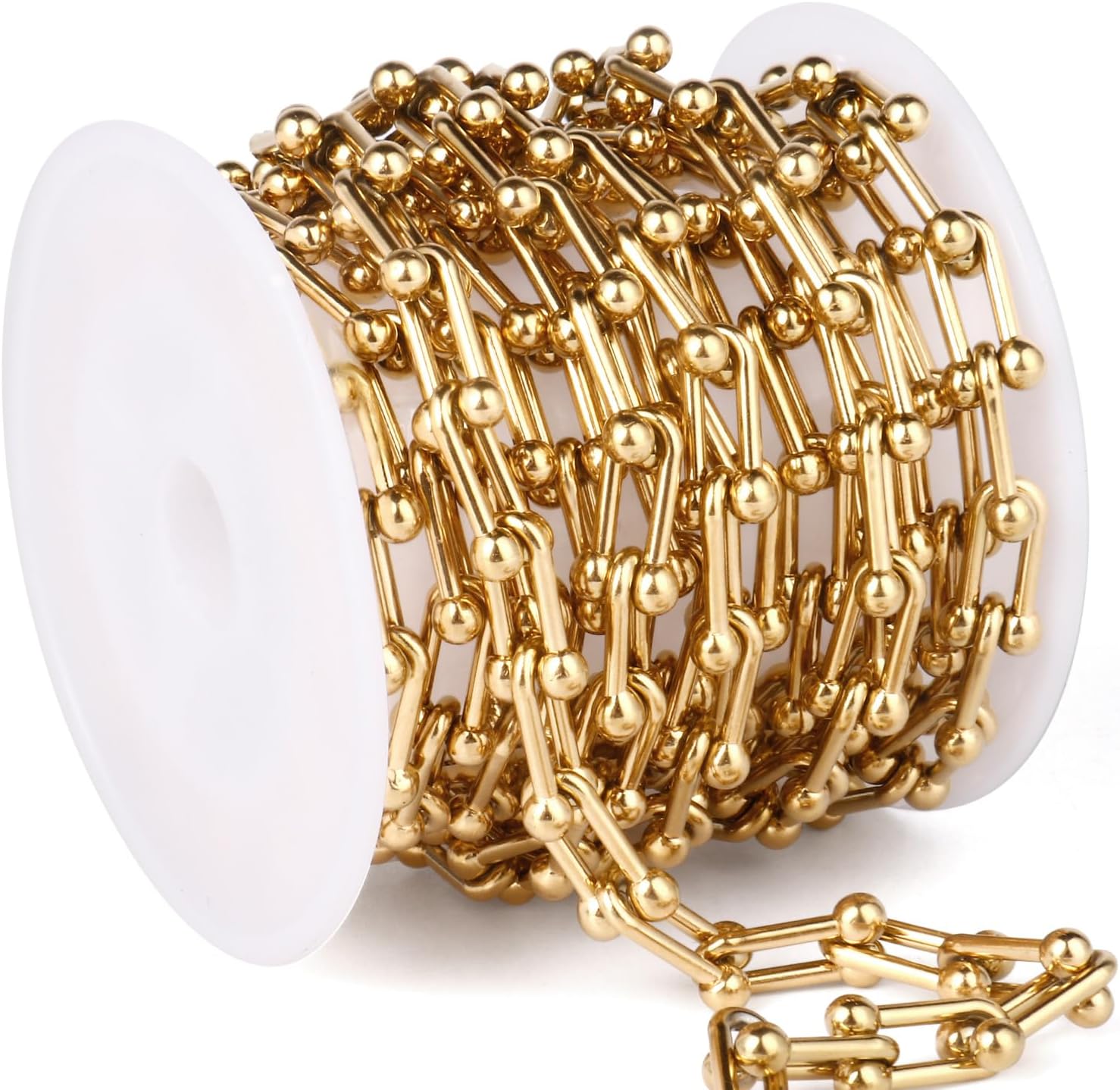 Amazon.com: 2 Meters Gold U Shaped Link Chains Roll, 7mm Width 18K Gold ...