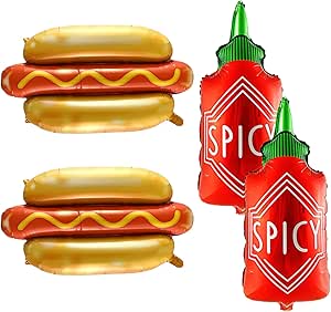 Amazon.com: Hot Dog Balloon Food Themed Balloons Spicy Hot Sauce Bottle ...