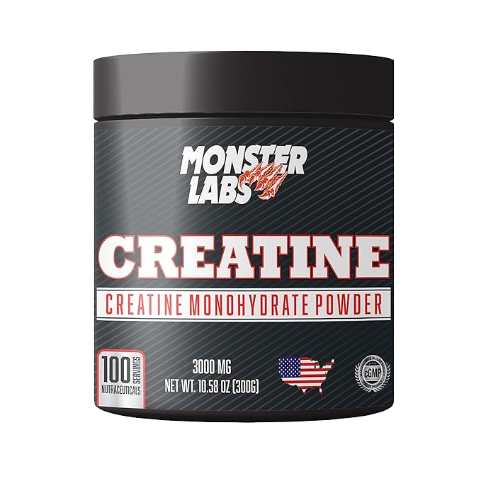 Monster Labs Monohydrate Creatine | Unflavored | 300gm,100 Serving ...