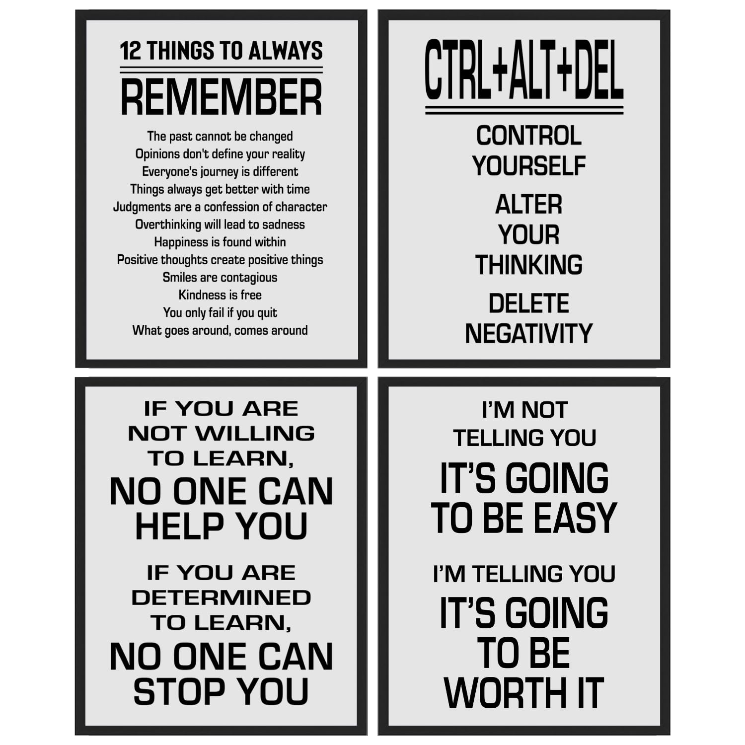 Amazon.com: Motivation Wall Art - Set of 4 - Inspirational Positive ...