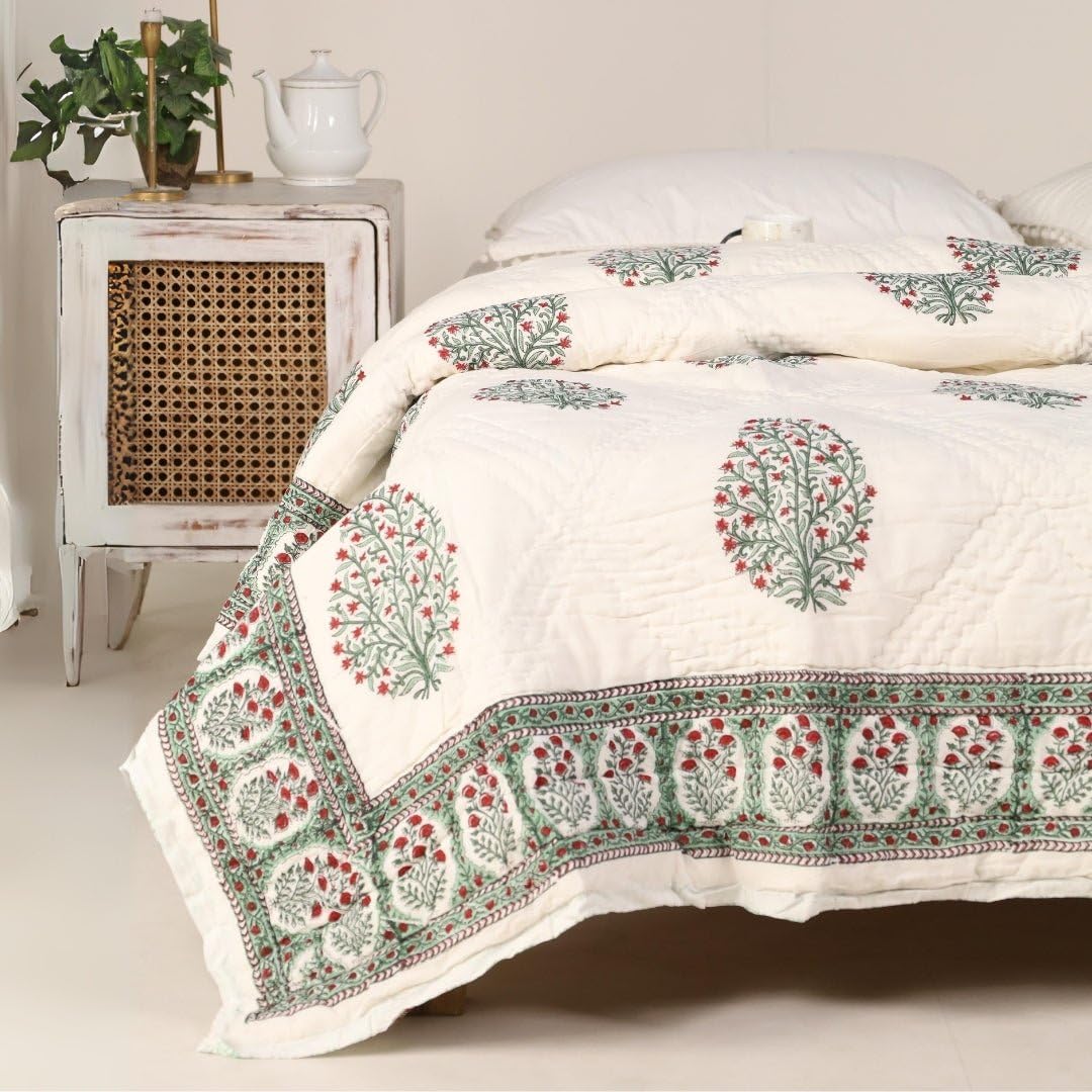 Buy Peepultree Hand Block Printed Cotton Quilt Jaipuri Razai Softness ...