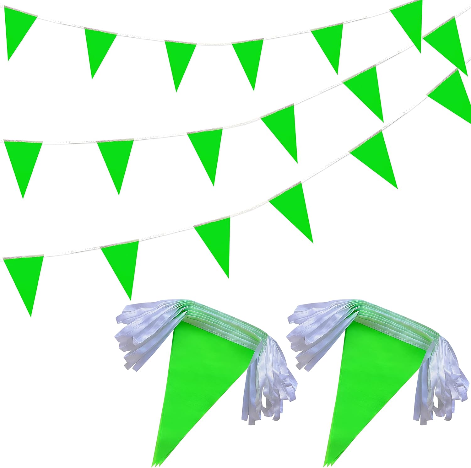 Amazon.com: LUSEAN 100 Ft Solid Green Pennant Banners Flags String ...