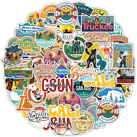 Amazon.com: California Aesthetic Stickers, Cool Travel Stickers, 50PCS ...
