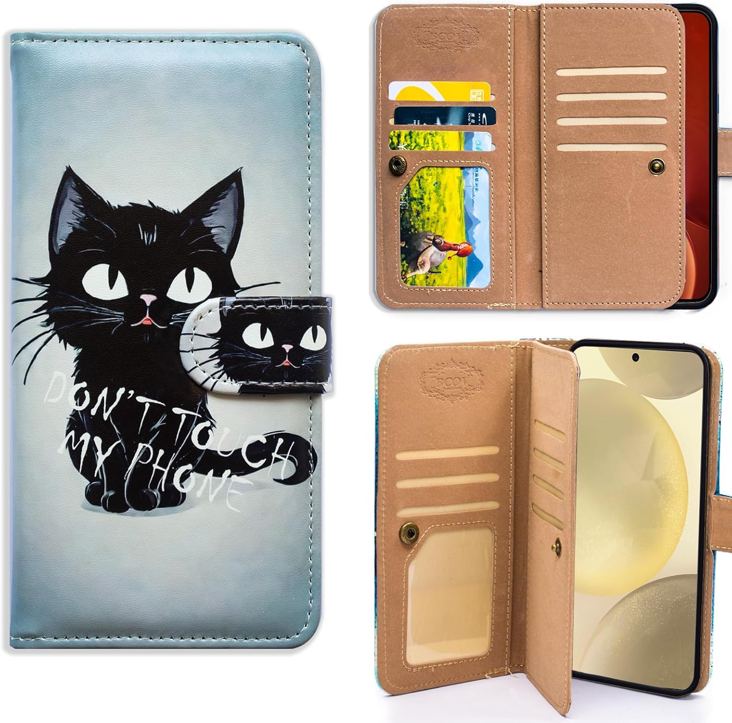 Amazon.com: Bcov Case for Samsung Galaxy S25,Cute Black Cat Style ...