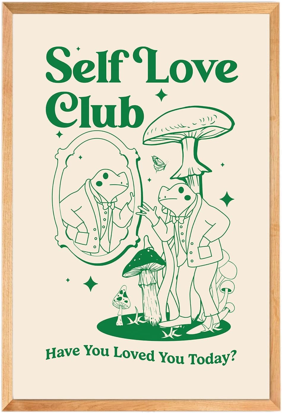 Amazon.com: Funny Frog Self Care Mushroom Green Retro Poster For Room ...