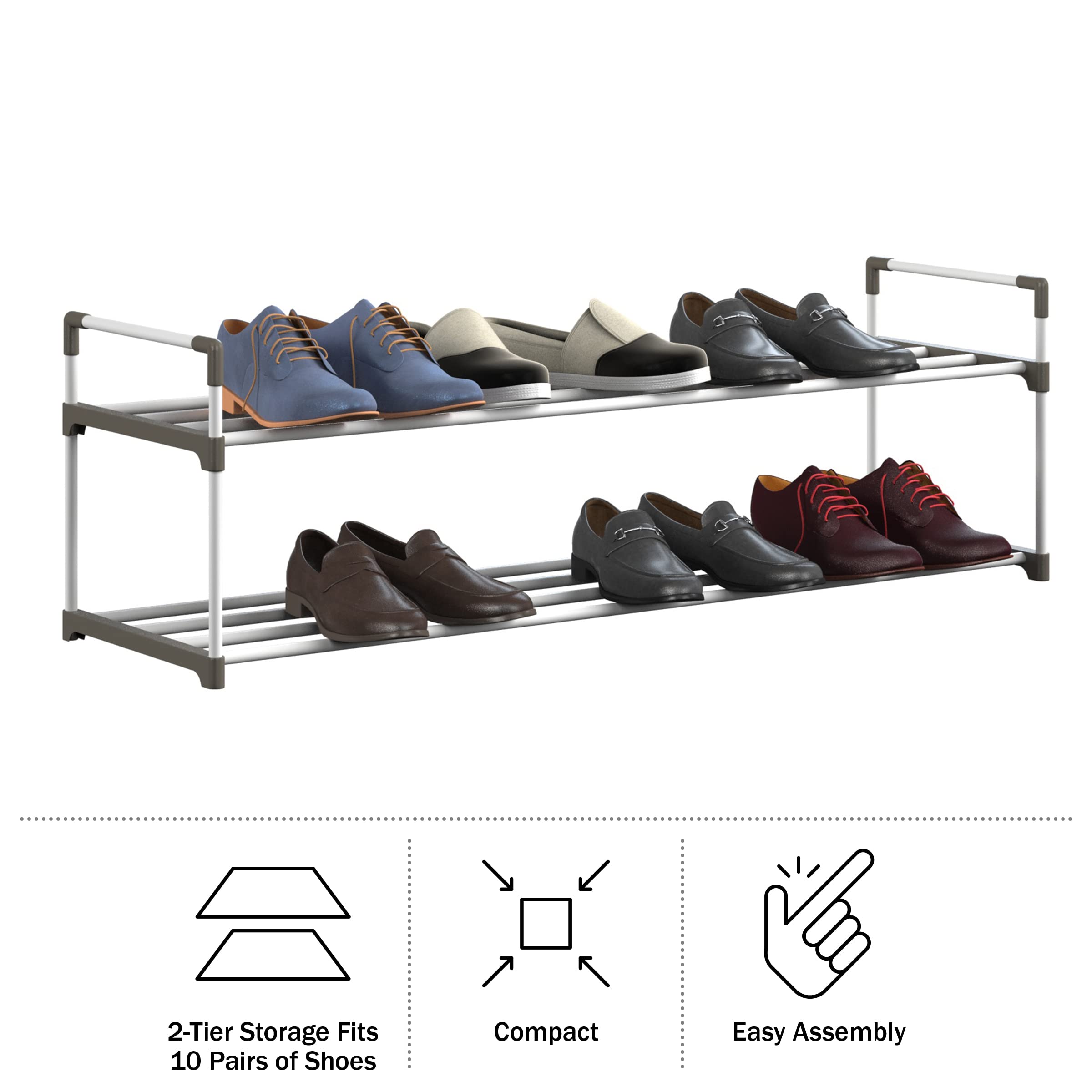 Snapklik.com : Shoe Rack - 2-Tier Shoe Organizer For Closet, Bathroom ...
