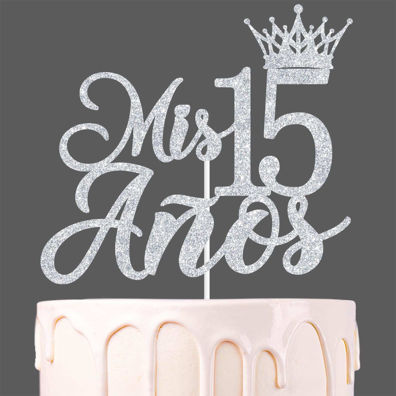 Amazon.com: Sliver Glitter Mis 15 Anos Cake Topper, Mis 15 Quince/Sweet ...