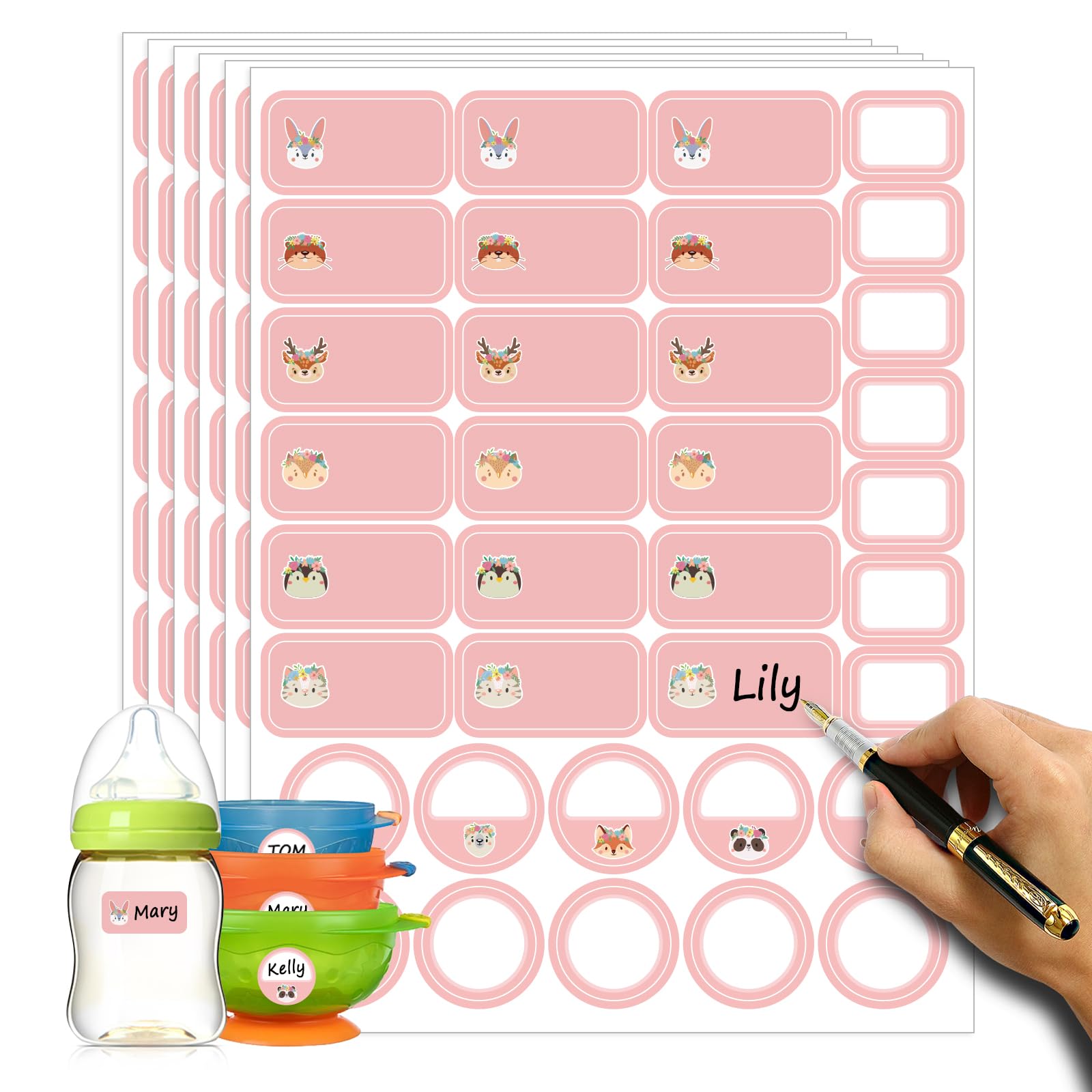 Amazon.com : 420 Pcs Name Tag Stickers, Cute Animal Name Tag Labels ...