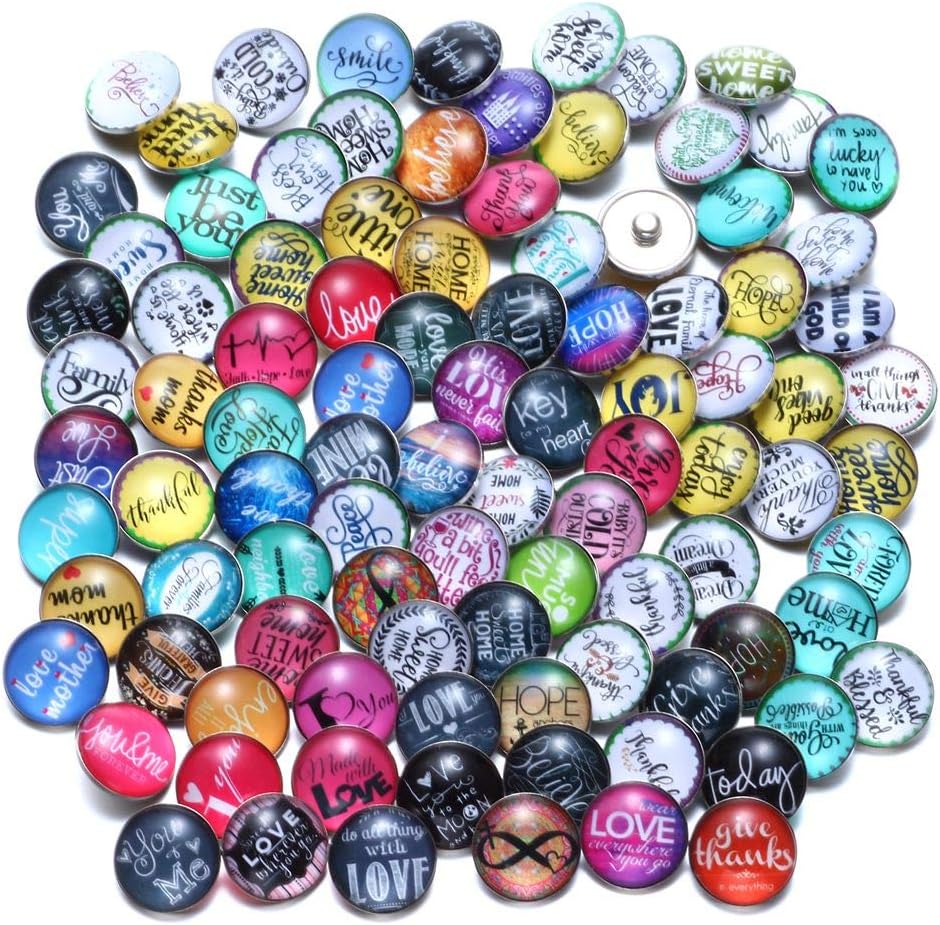Amazon.com: Ginooars Pack of 30 Mixed Style Glass Snaps Charm Buttons ...