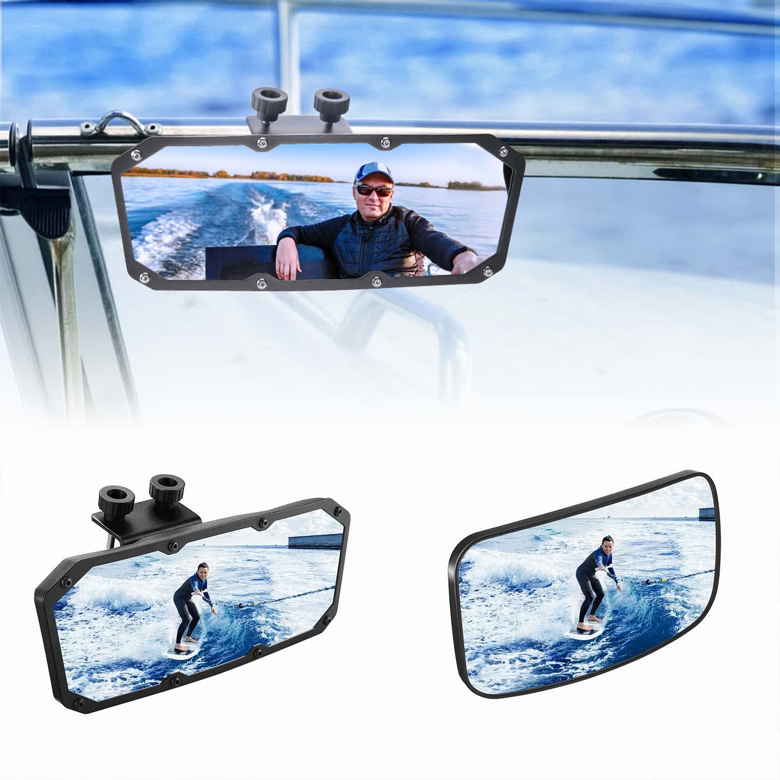 Amazon.com: KEMIMOTO 3.5"x10" Rear View Boat Mirror and 4.5"x8" Upgrade ...