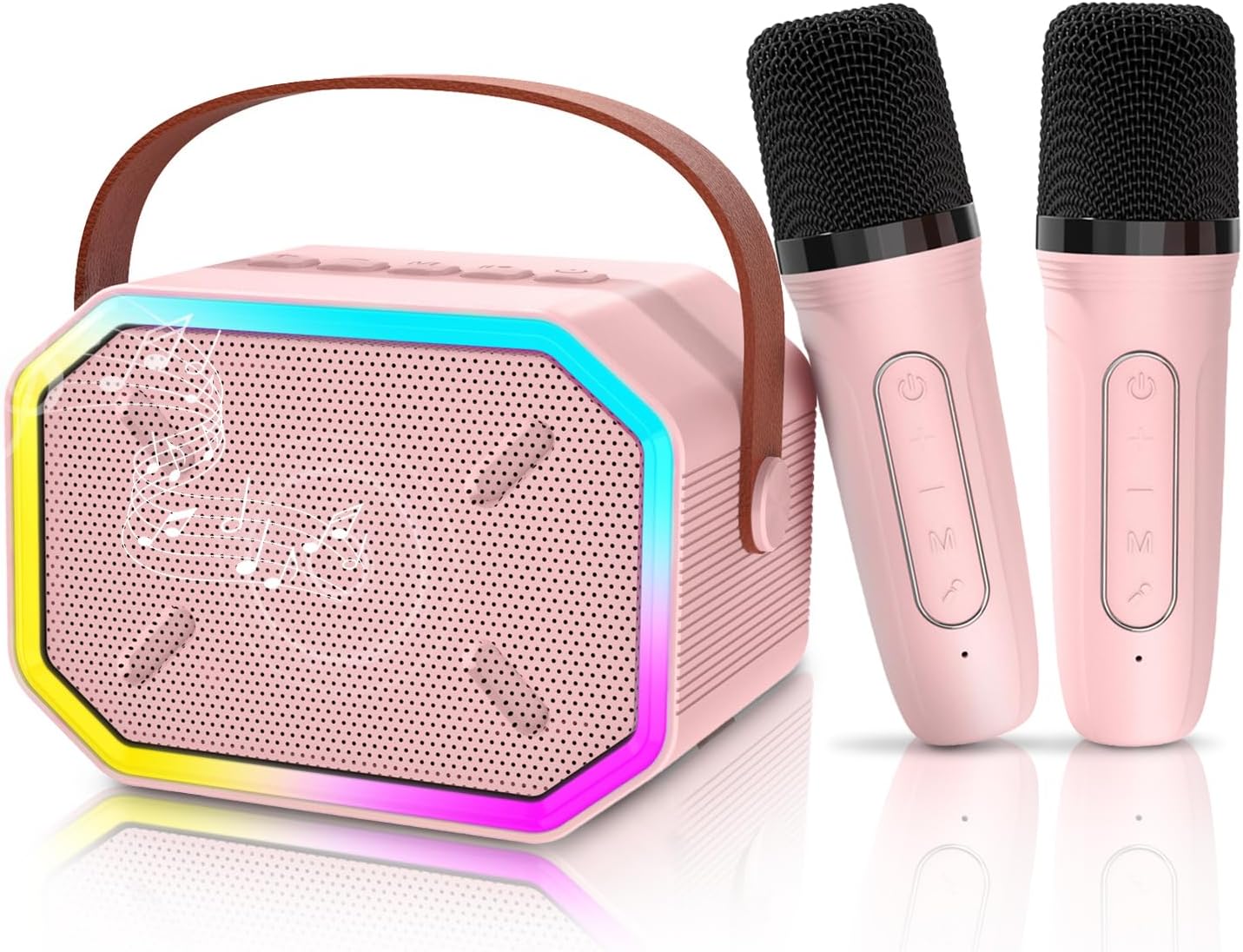 Amazon.com: Pilipane Mini Karaoke Machine with 2 Wireless Microphones ...
