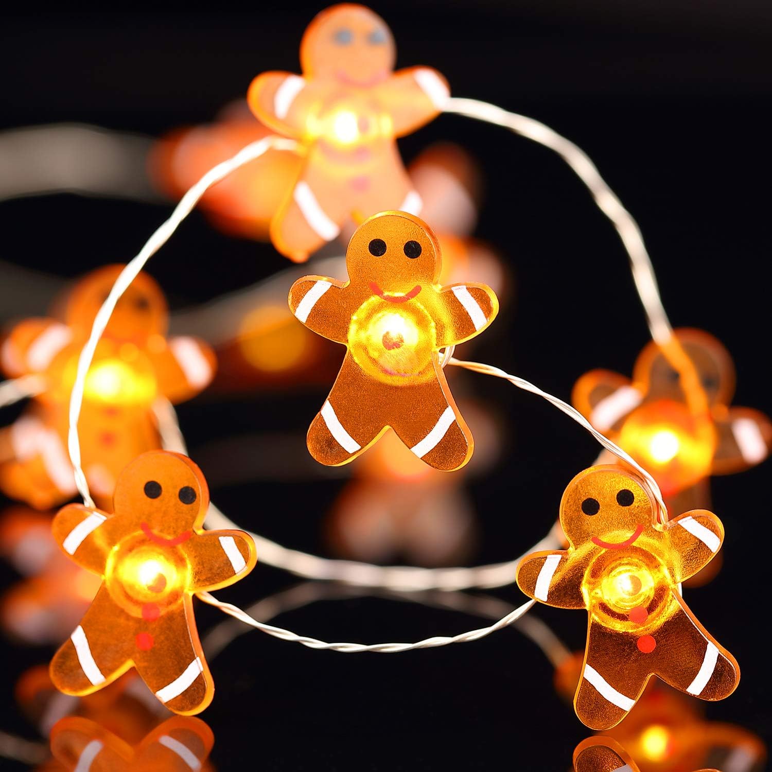 Amazon.com: Frienda Christmas Lights Decoration Xmas Gingerbread Man 40 ...