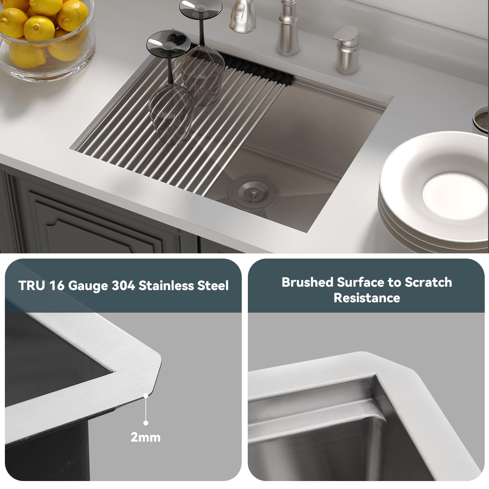 Snapklik.com : Lordear Undermount Kitchen Sink 23 X 19 Inch Sink ...