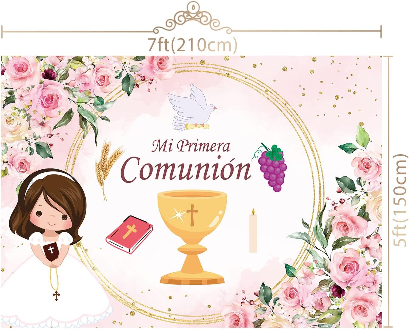 Maijoeyy Telón de fondo de comunión Mi Primera de 7 x 5 pies para niña ...