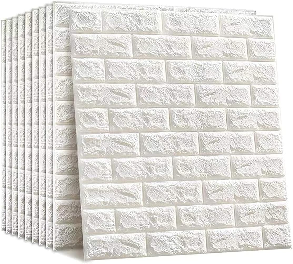 VETMOC 3D White Brick Wallpaper Wall Stickers Self Adhesive DIY Wall ...