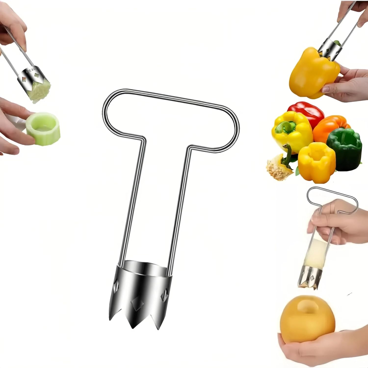 Amazon.com: Red Bell Pepper Seed Corer, Stainless Steel Fruite Corer ...