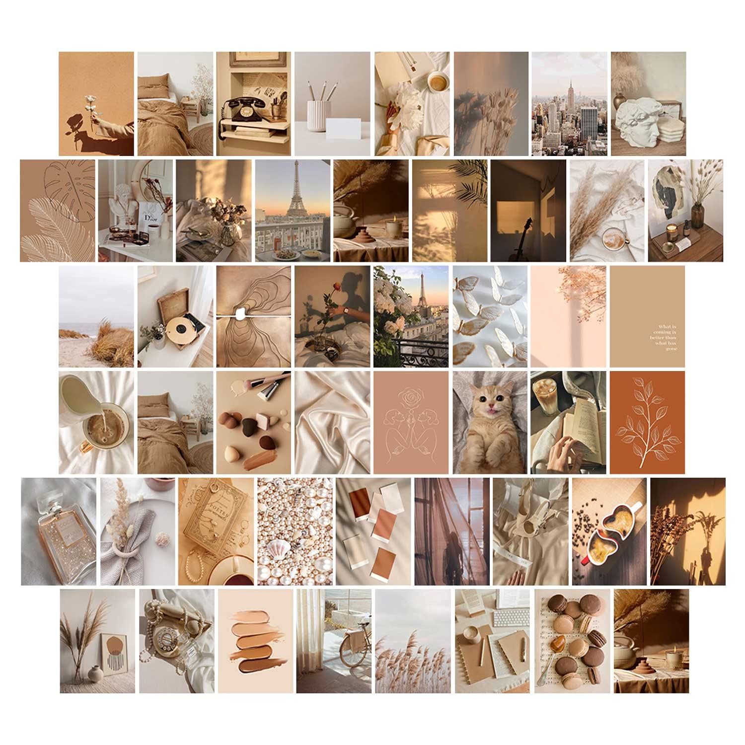 Pollenzic 50pcs Beige Wall Collage Kit Aesthetic Pictures Wall Decor ...