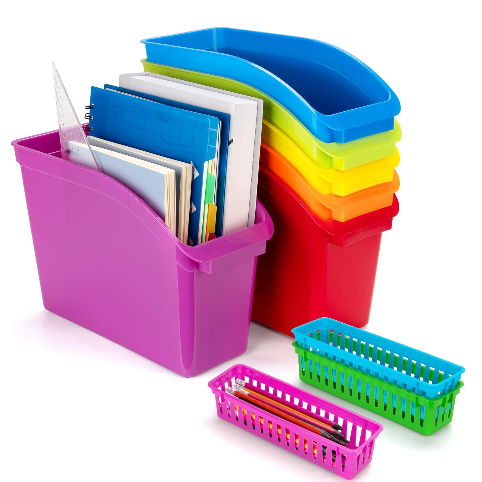 Amazon.com : LOVLLE 6 pcs Book Bins for Classroom- Plastic Book and ...