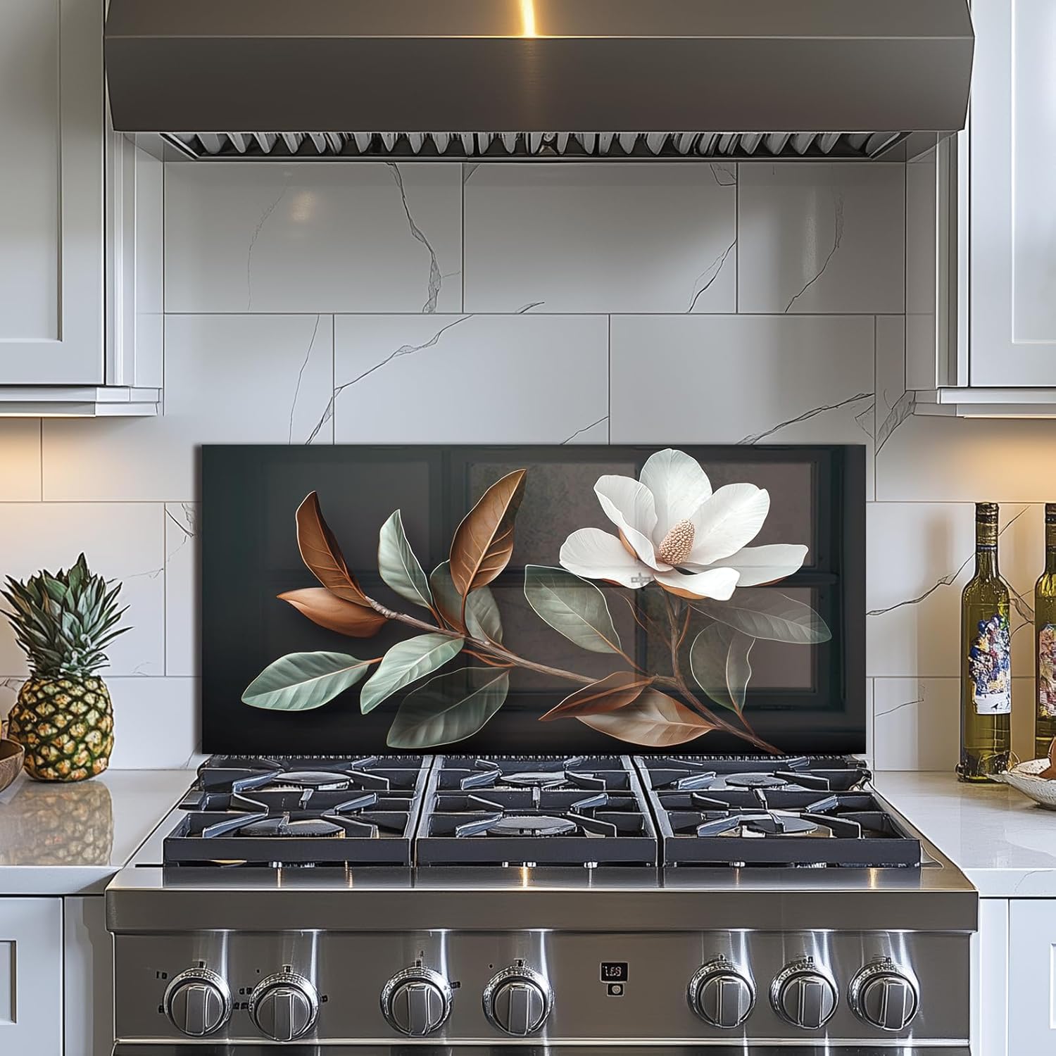 Amazon.com: tempered glass backsplash, Flowers Splashback, Glass ...