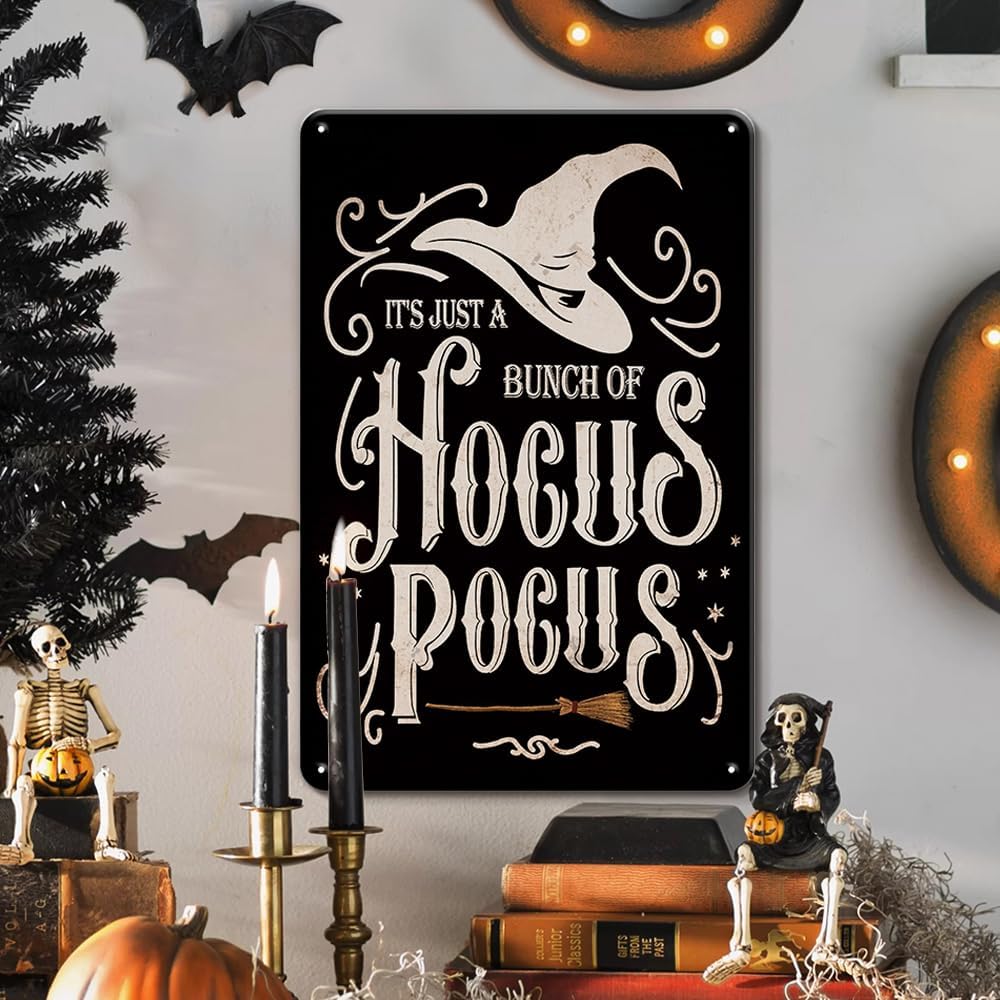 Amazon.com: Hocus Pocus Halloween Decorations Metal Tin Sign - It’s ...