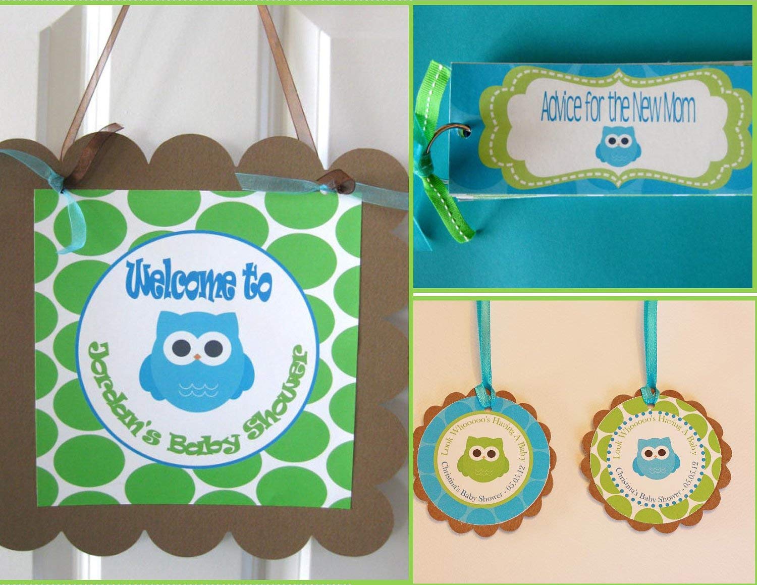 12 – Owl Theme Shower Cupcake Toppers – Lime Green, Turquoise & Brown ...