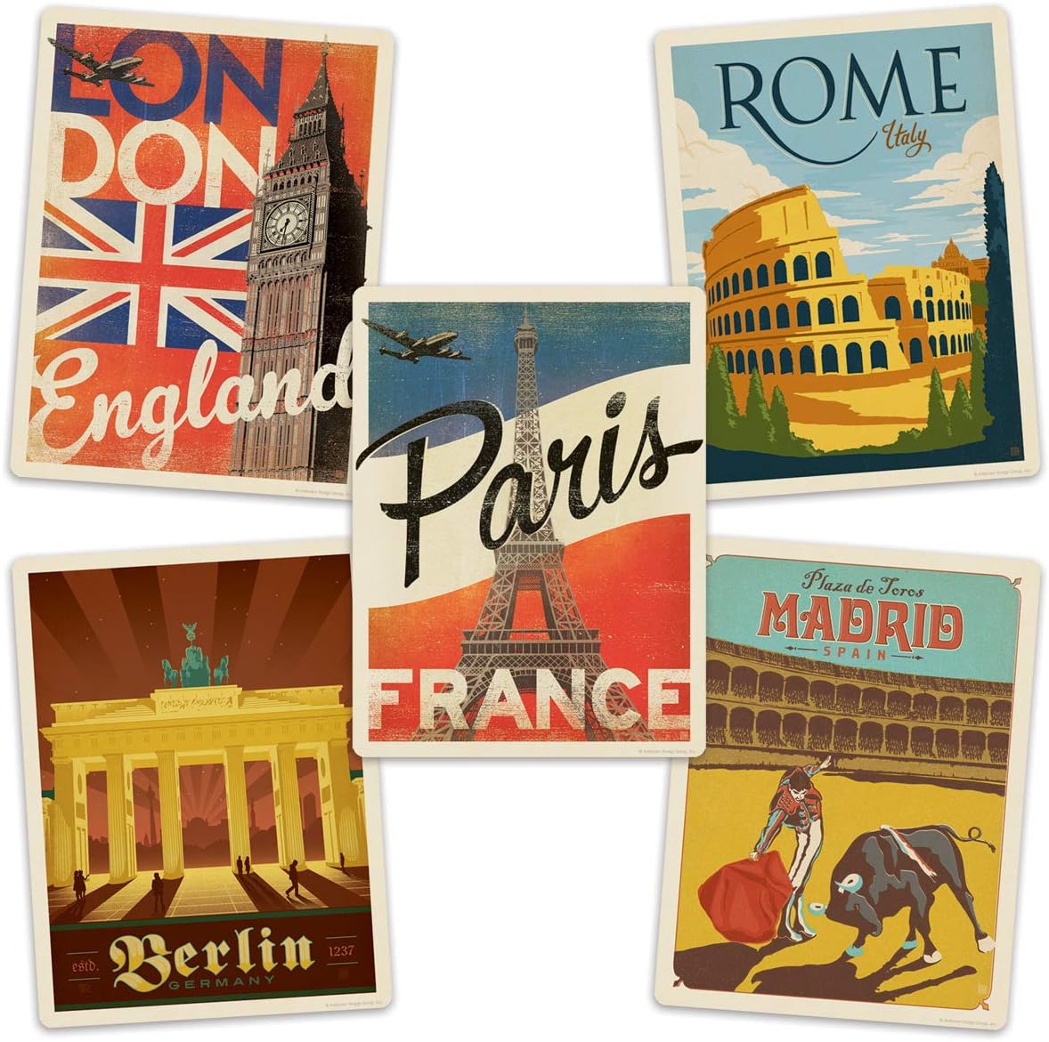 Amazon.com - Retro Planet Great European Cities Vinyl Sticker Set