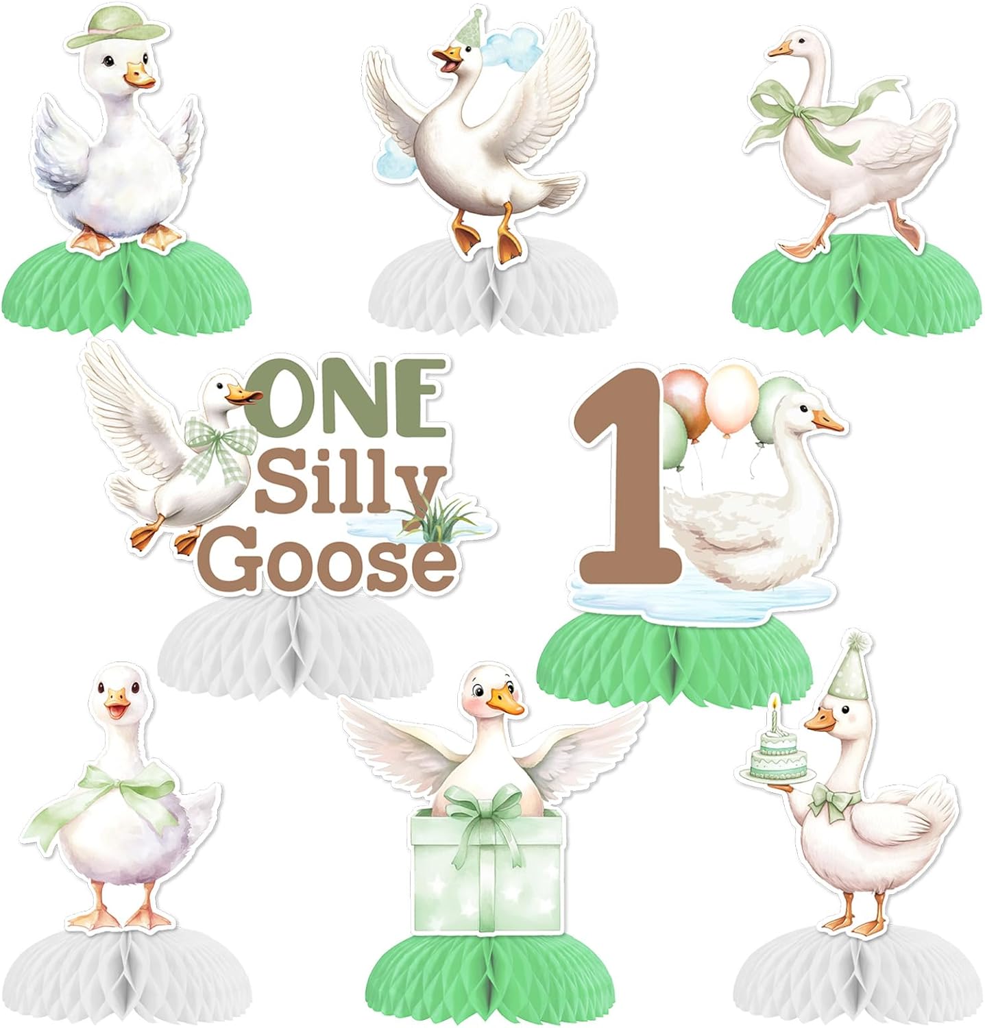 Amazon.com: 8Pcs One Silly Goose Honeycomb Centerpieces Goose Theme 1st ...