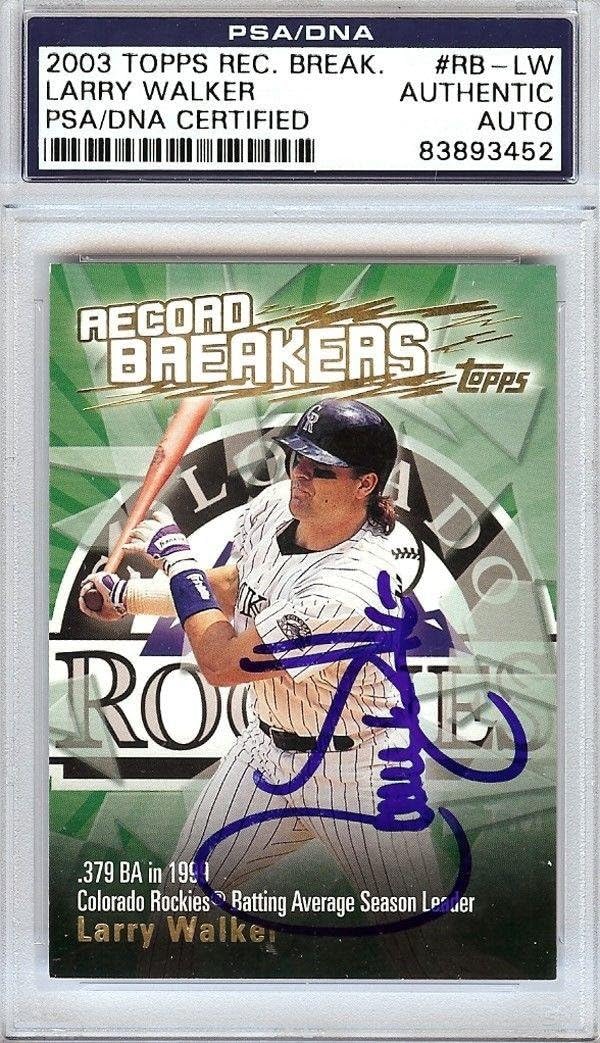 Larry Walker Autographed 2003 Topps Record Breakers Card #RB-LW Rockies ...