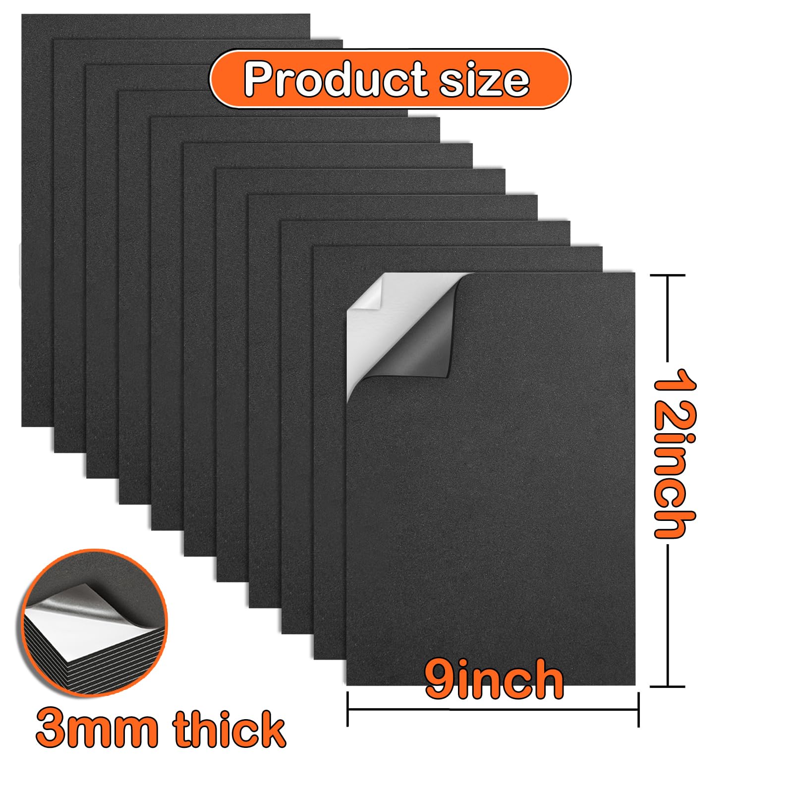 Snapklik.com : 3mm Self Adhesive Foam Sheets Crafts, Black 9x12 Inch ...
