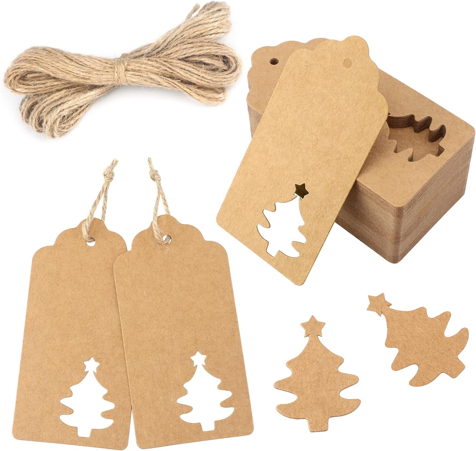 Amazon.com: 50Pcs Christmas Gift Tags with Hemp Rope Christmas Paper ...