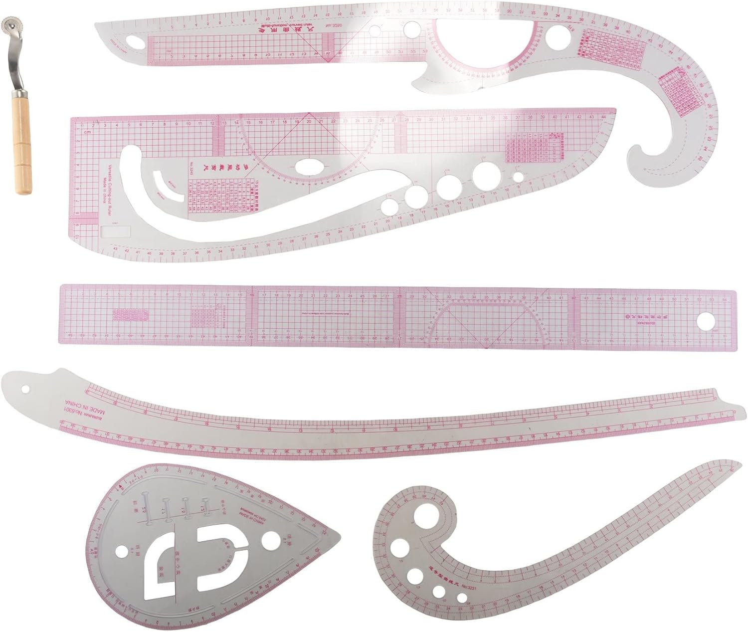 Dasing 7Pcs Sewing Ruler Tailor Set Measuring Kit Clear Drawing Ruler ...