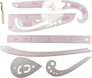 Dasing 7Pcs Sewing Ruler Tailor Set Measuring Kit Clear Drawing Ruler ...