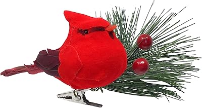 Amazon.com: 6 Pieces Red Bird Cardinal Belt Clip Christmas Tree ...