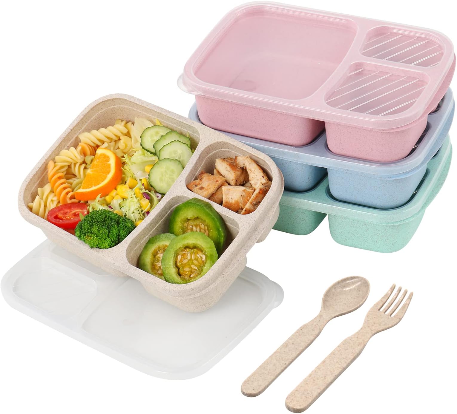 Amazon.com: Caperci Wheat Straw Bento Lunch Box Containers for Adults ...