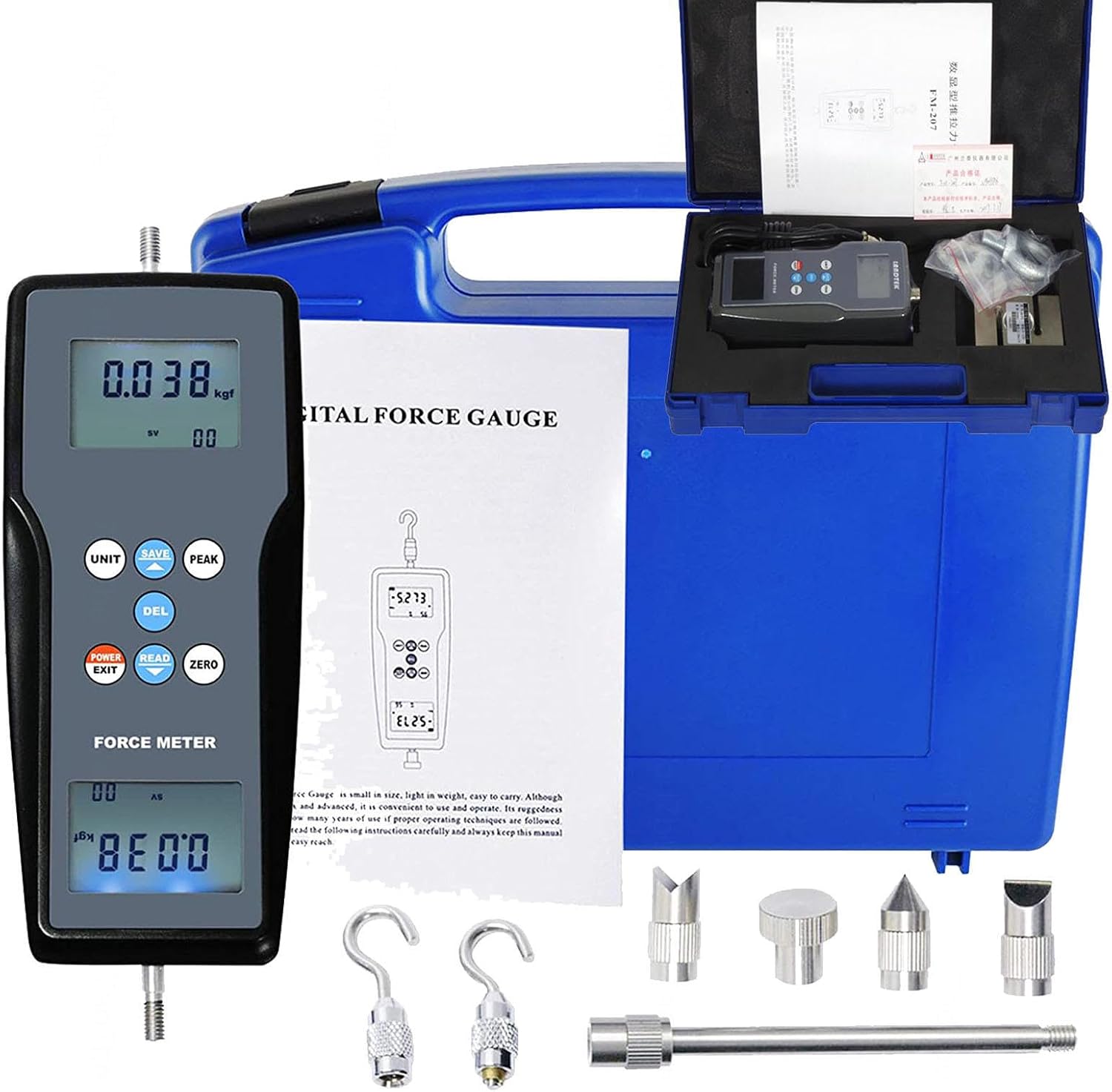 100K Digital Force Gauge Push Pull Gauge Tester Meter 3 Measurement ...
