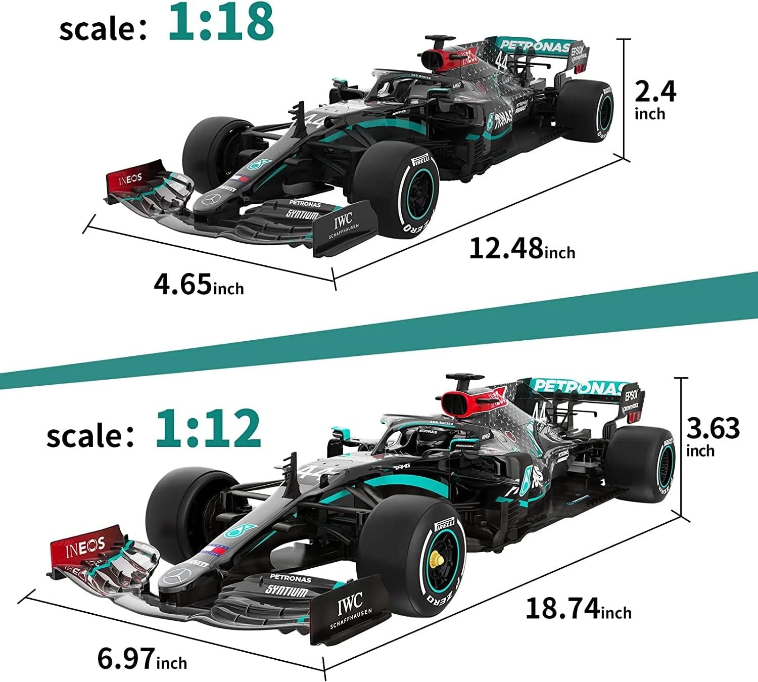 XTD Coche RC escala 118 2.4Ghz Mercedes-AMG F1 W11 EQ Performance con licencia oficial RC Series ...