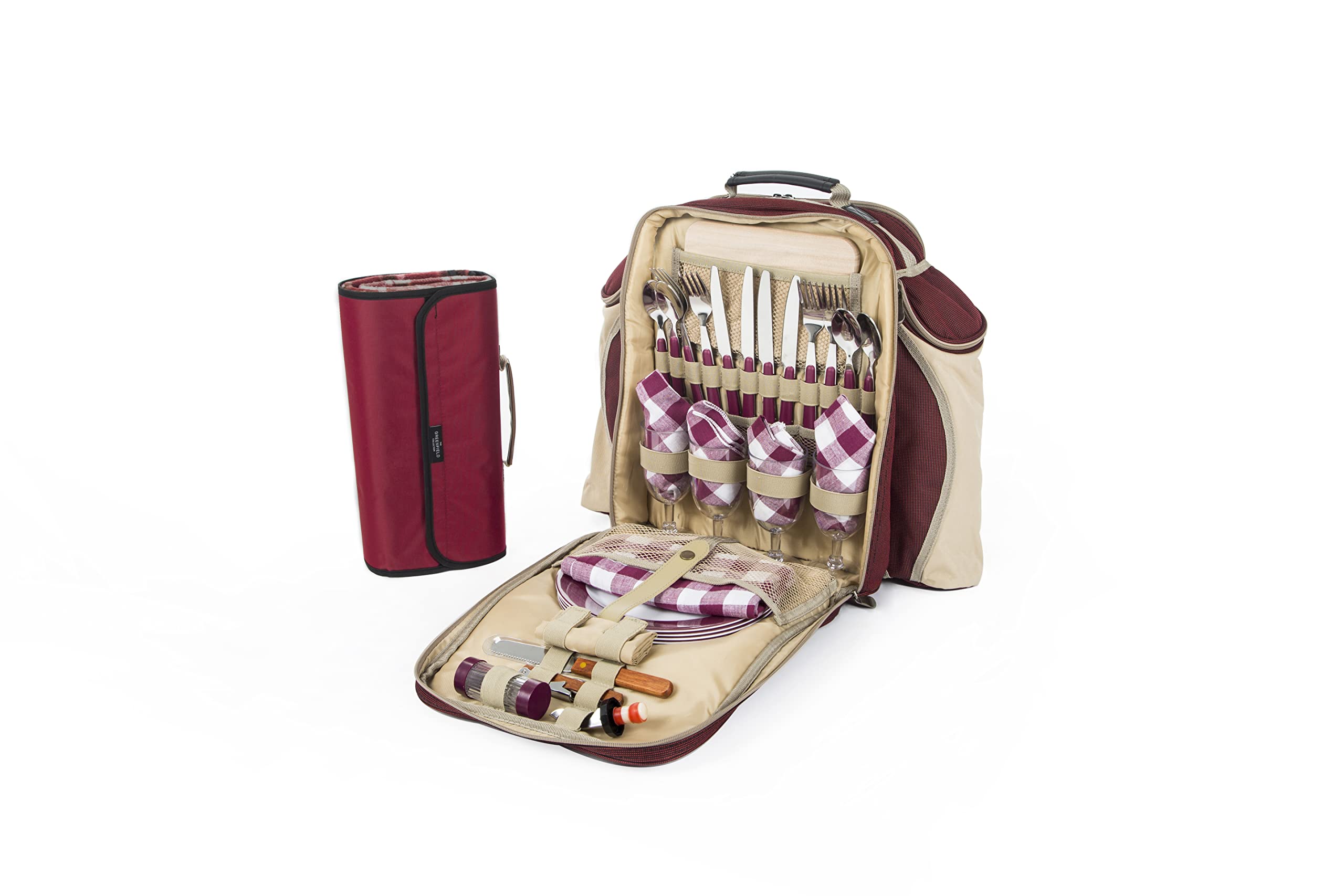Greenfield Collection 4 Person Deluxe Picnic Set Rucksack; With ...