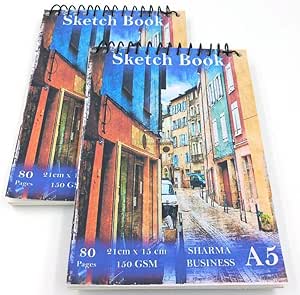 KRASHTIC Sketch Book A5 40 Sheets 150 GSM Drawing Paper Top Spiral Bound Sketch Pad for Artists ...