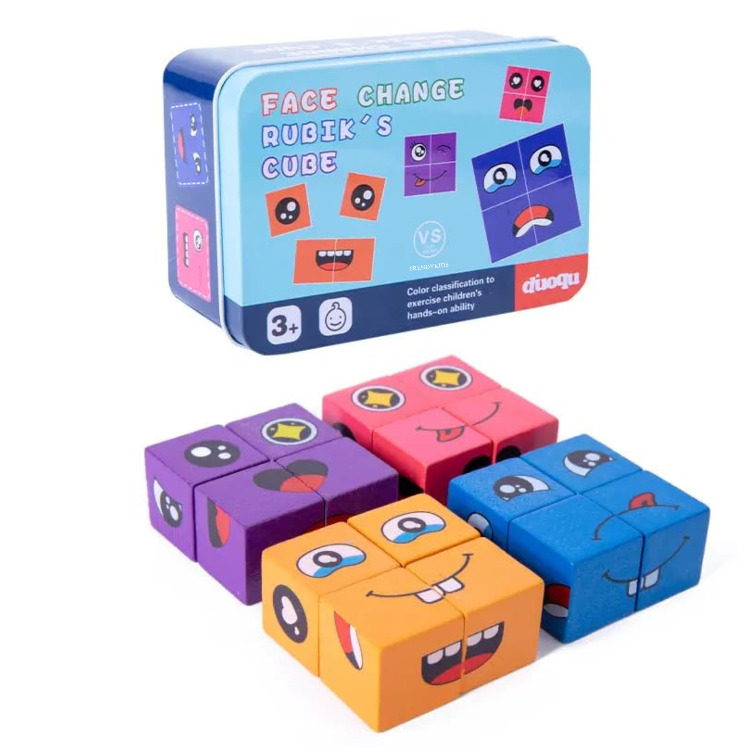 TRENDYKIDS Wooden Emoji Cube face Changing Game for Kids | Expressions ...