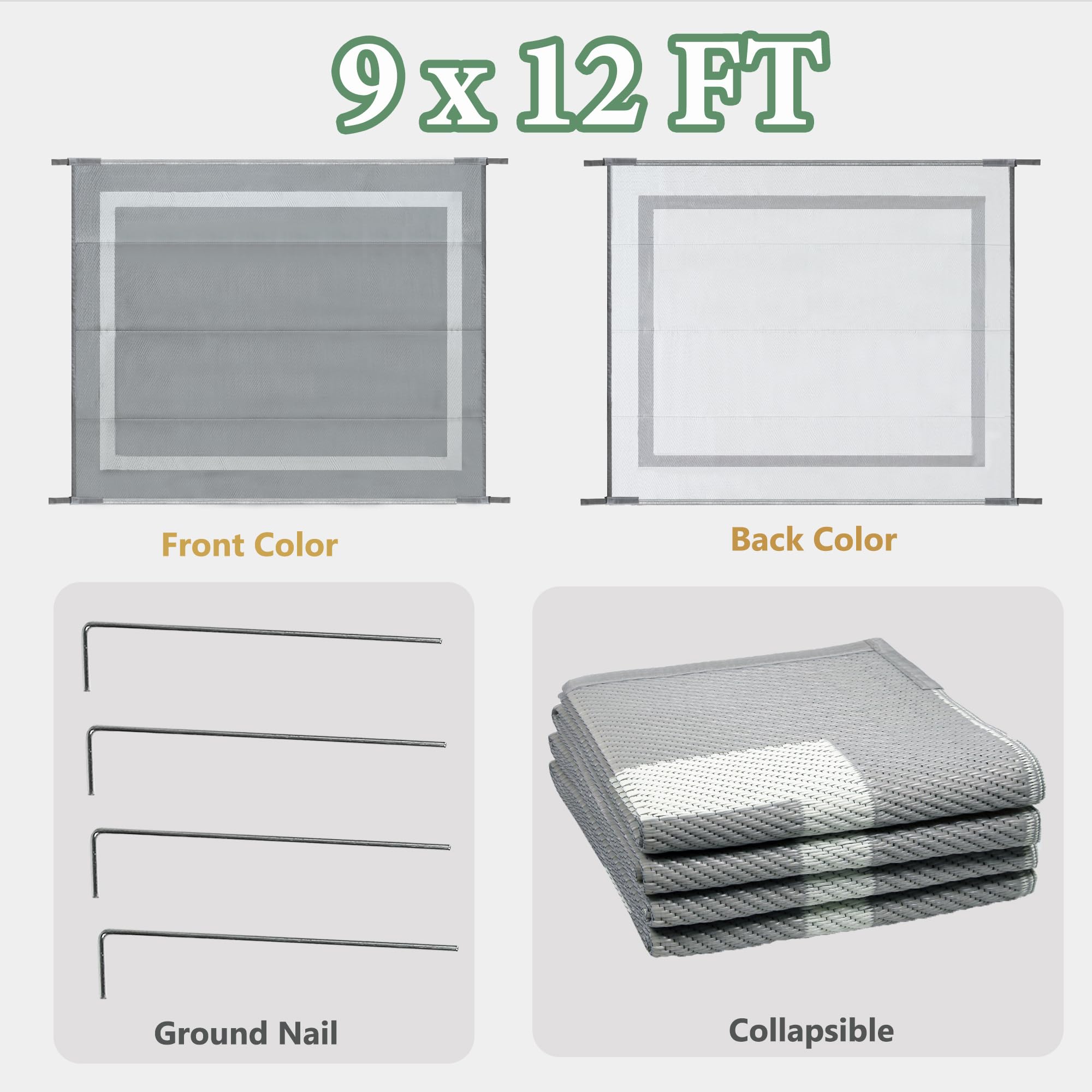 Snapklik.com : Ogrmar 9x12 FT Reversible Mats, Outdoor Rug For Patio ...