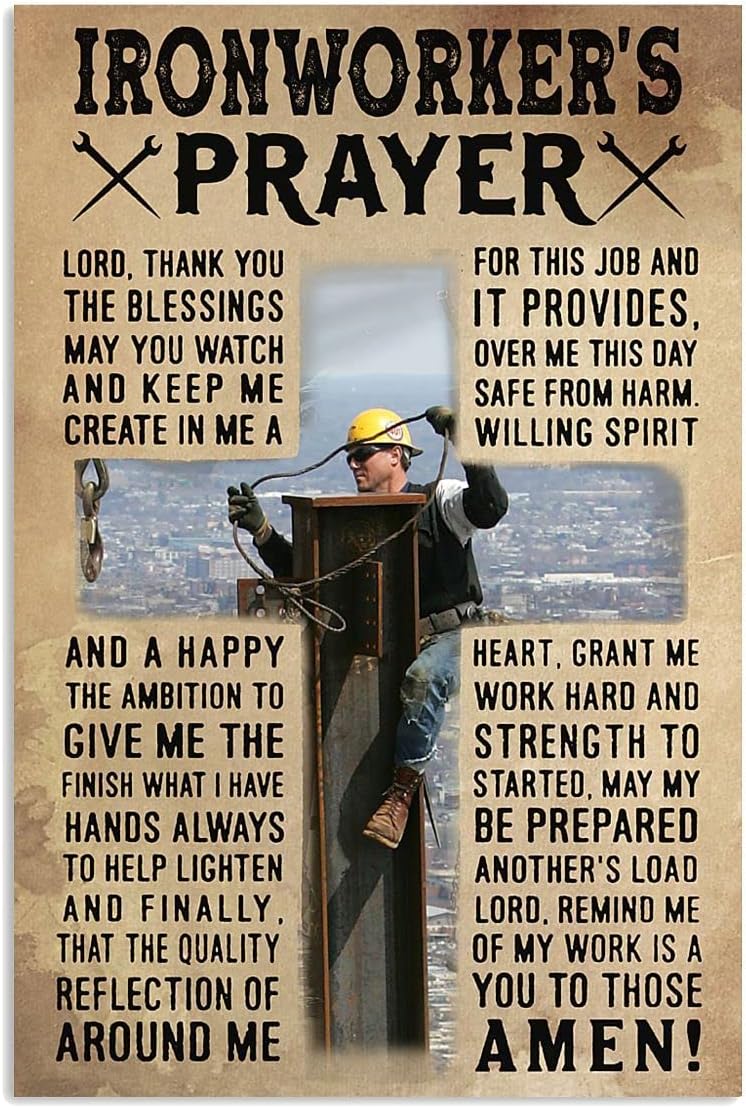 Amazon.com: Metal Art Decor Ironworker Prayer Retro Metal Signs Vintage ...