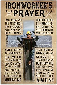 Amazon.com: Metal Art Decor Ironworker Prayer Retro Metal Signs Vintage ...