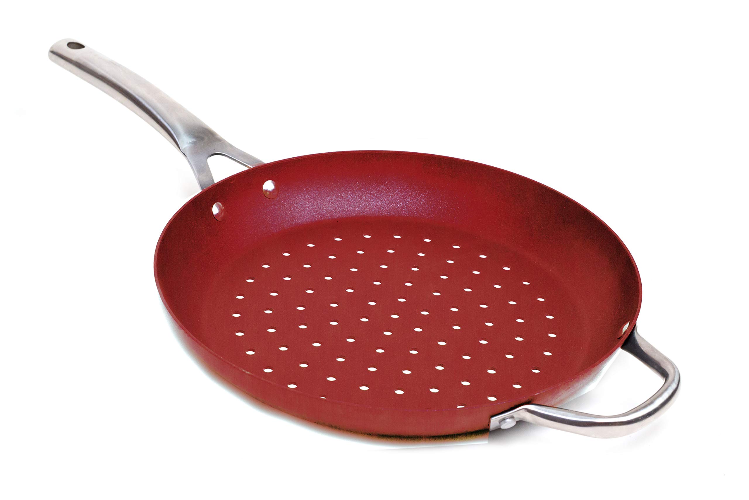 Perforated Nonstick Round Grill Pan Kitchen Outdoor Camping Carbon