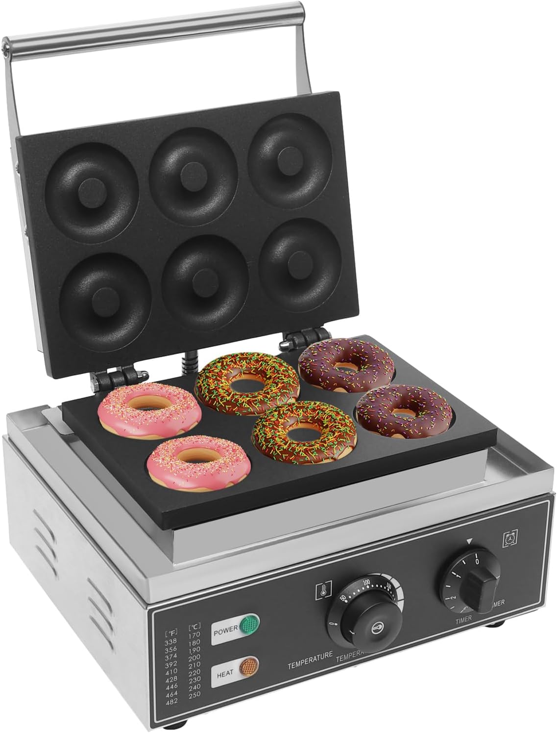 Amazon.com: LARIDEN 1550W Commercial Waffle Donut Maker, 6 Holes Double ...