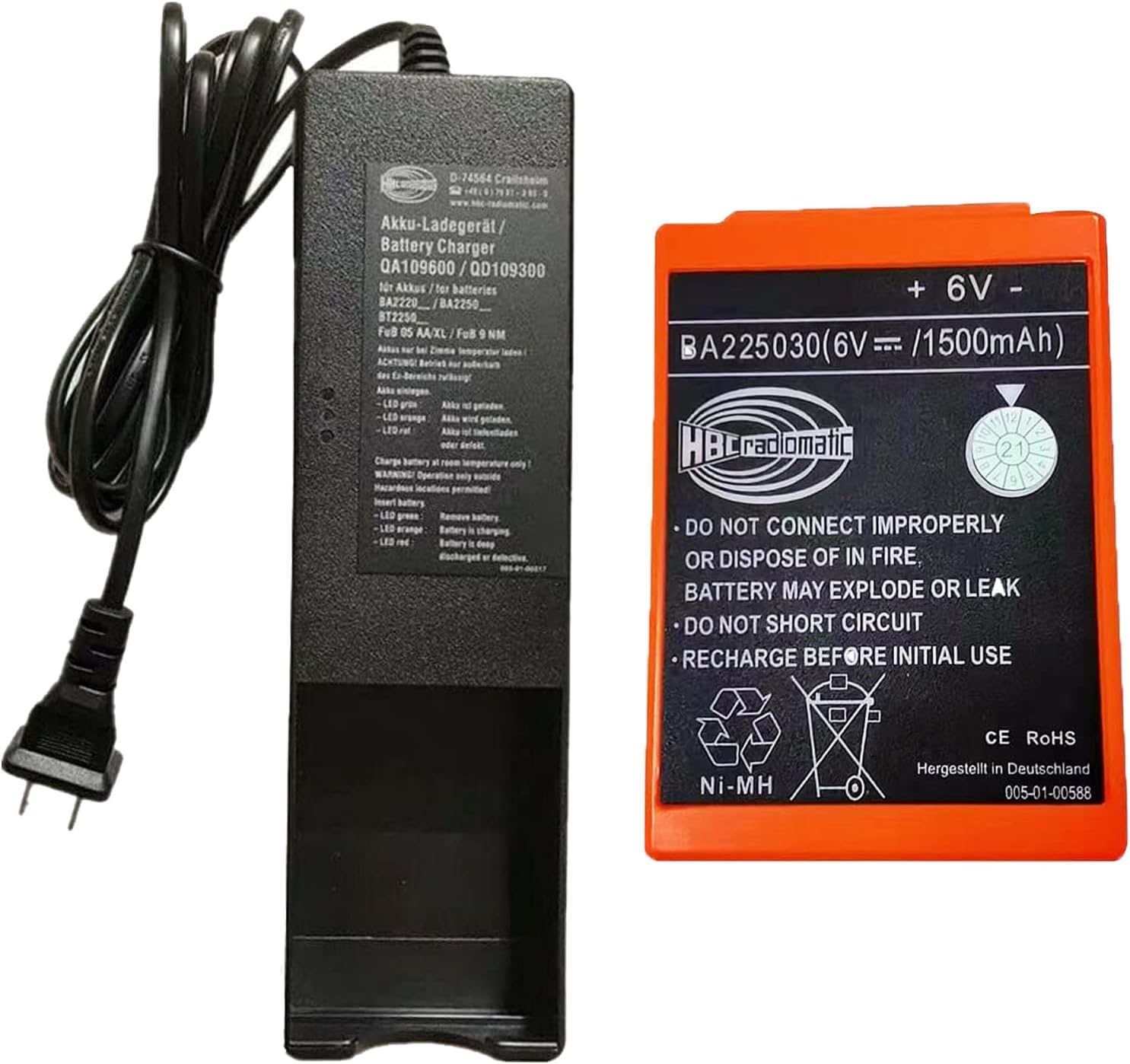Amazon.com: 1-Pack Ba225030 Battery 6V 1500mah with 1-Pack QA109600 ...